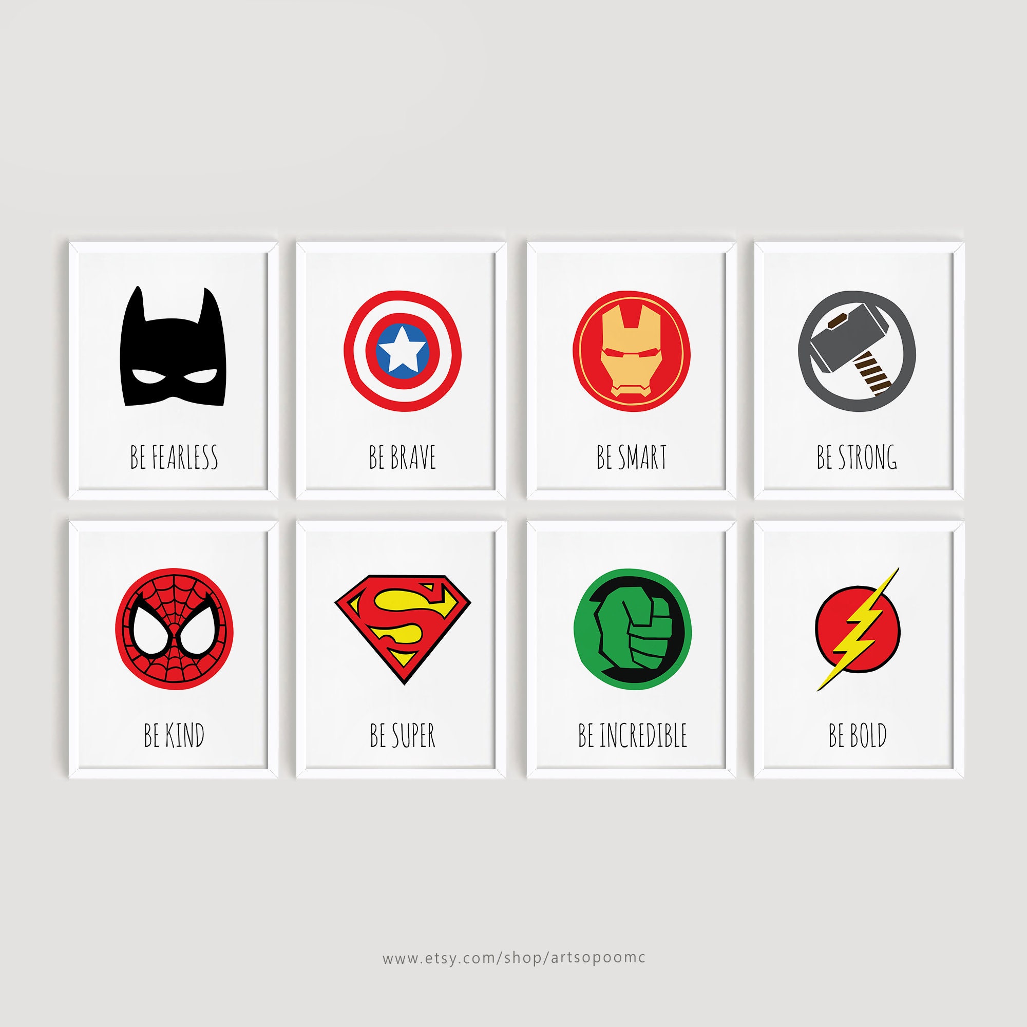Printable Nursery Wall Art Set Superhero Kids Bedroom Decor - Etsy