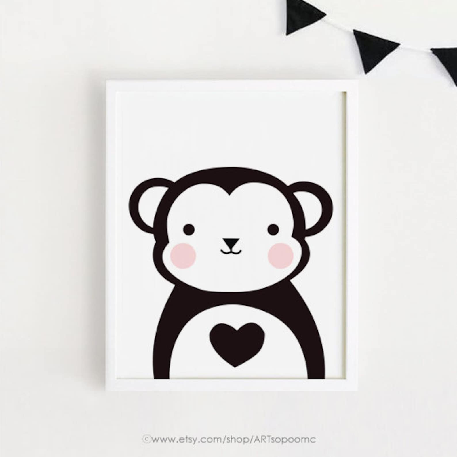 Baby Monkey art Print Cute Monkey poster / Baby Kids Children | Etsy