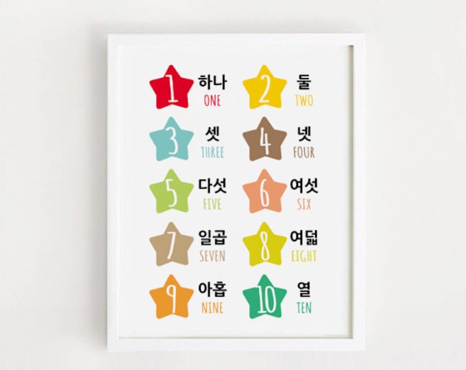 INSTANT DOWNLOAD Korean Numbers Poster / 1 10 Study Print - Etsy