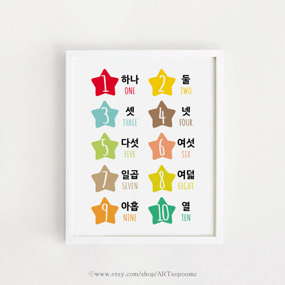 INSTANT DOWNLOAD Korean Numbers Poster / 1 10 Study Print | Etsy