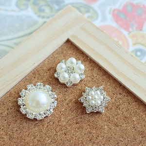Mix Pearl Rhinestone Push Pins, Ivory Pearl Thumbtacks, Wedding Thumb ...
