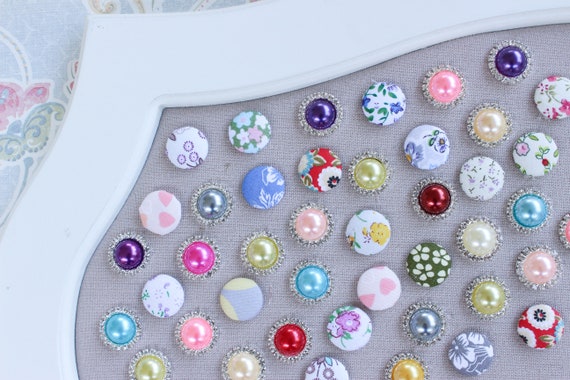 Rhinestone and Cotton Fabric Push Pins Mix Set Combo Set | Etsy