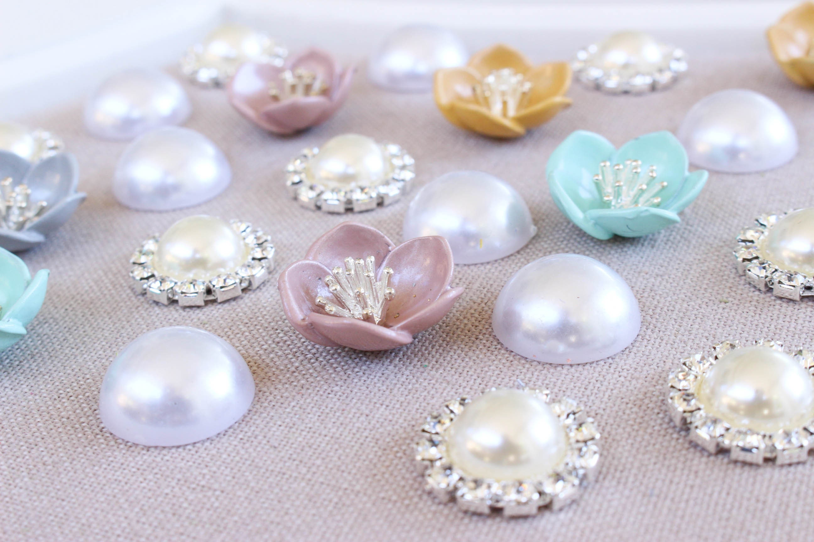 Mix Set of Rhinestone Pearl and Flower Push Pins Exquisite | Etsy