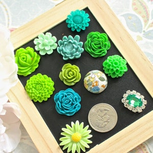 Mixed Green 12 Piece Refridgerator Magnet, Green Magnet Set, Flower ...