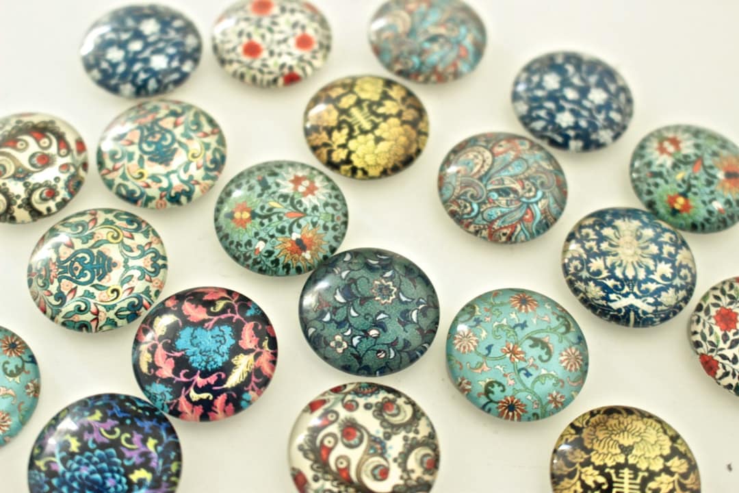 Floral Glass Magnets (20mm): Chinese Art Fridge Decor - Etsy