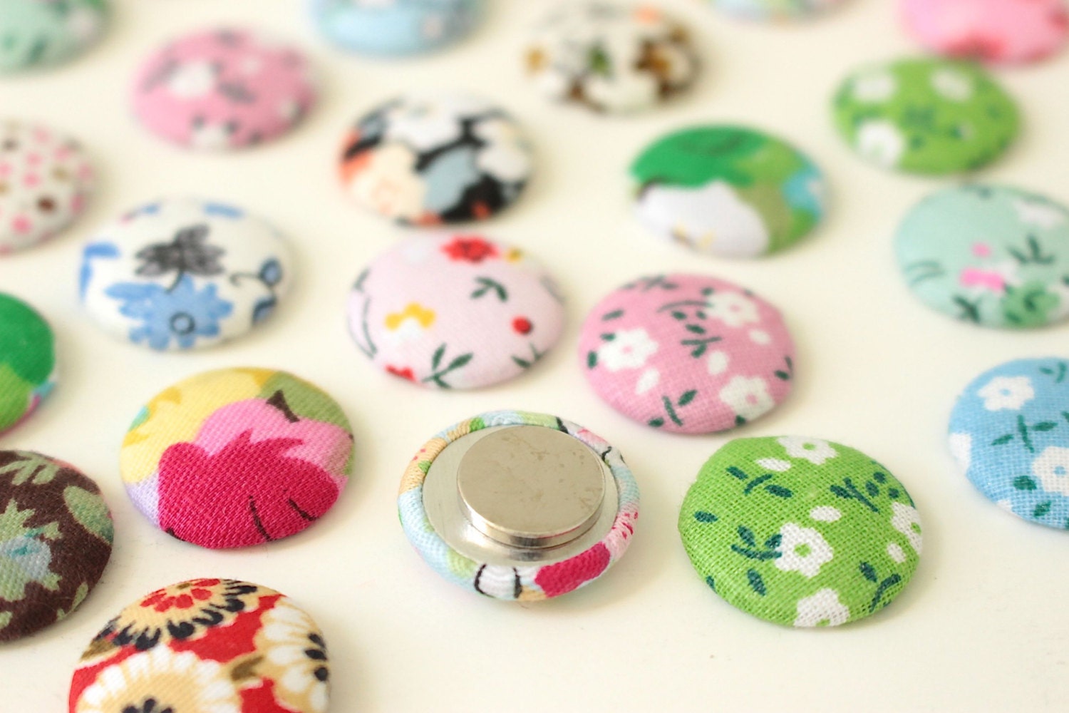20mm Fabric Button Magnet Set Strong Floral Magnets Fabric | Etsy