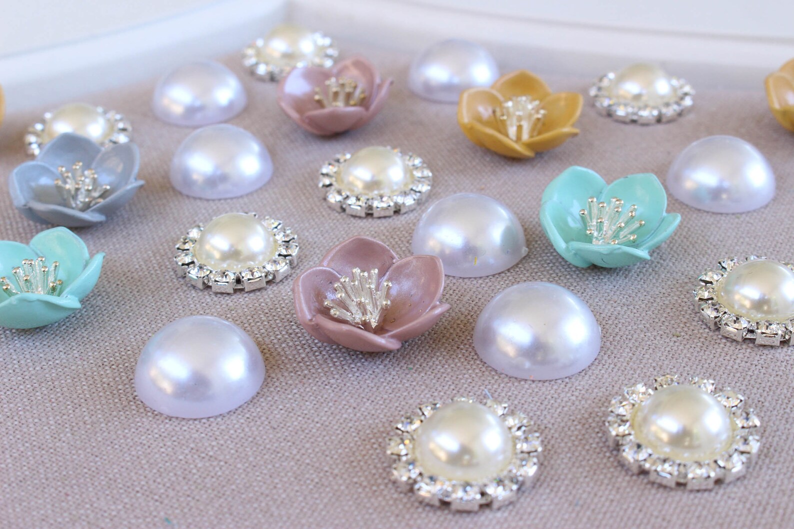 Mix Set of Rhinestone Pearl and Flower Push Pins Exquisite | Etsy