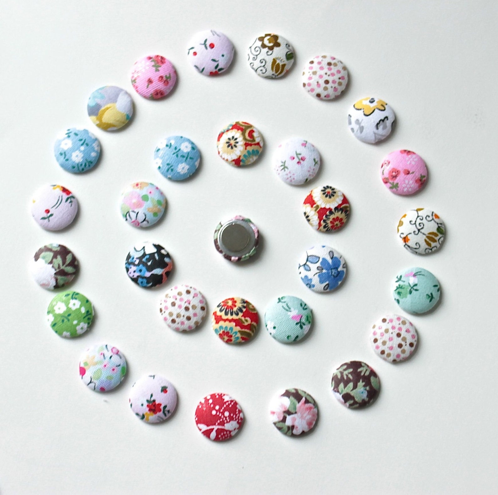 20mm Fabric Button Magnet Set Strong Floral Magnets Fabric | Etsy