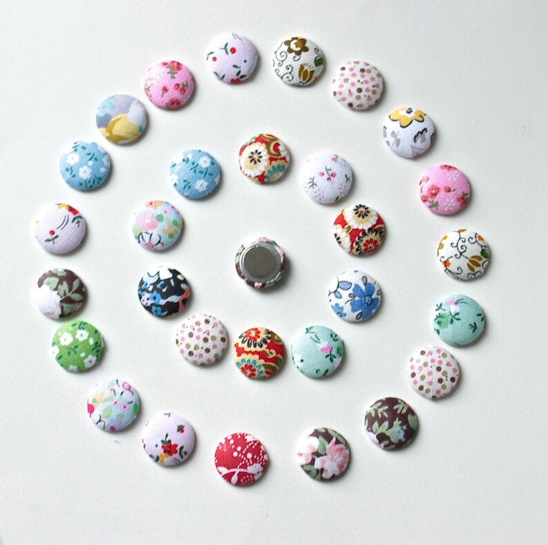 20mm Fabric Button Magnet Set Strong Floral Magnets Fabric | Etsy