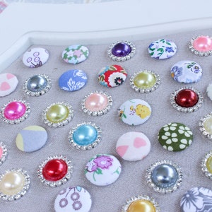 Rhinestone and Cotton Fabric Push Pins, Mix Set, Combo Set Push Pin ...