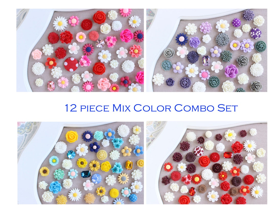 12pcs Mix Color Combo Flower Push Pin Set, Mix Color Thumbtack Set ...
