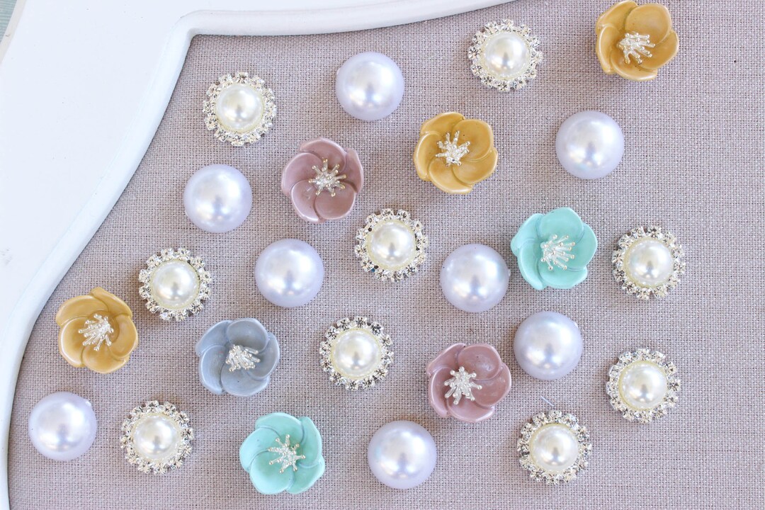 Rhinestone Pearl Flower Push Pins: Elegant Pinboard Set - Etsy