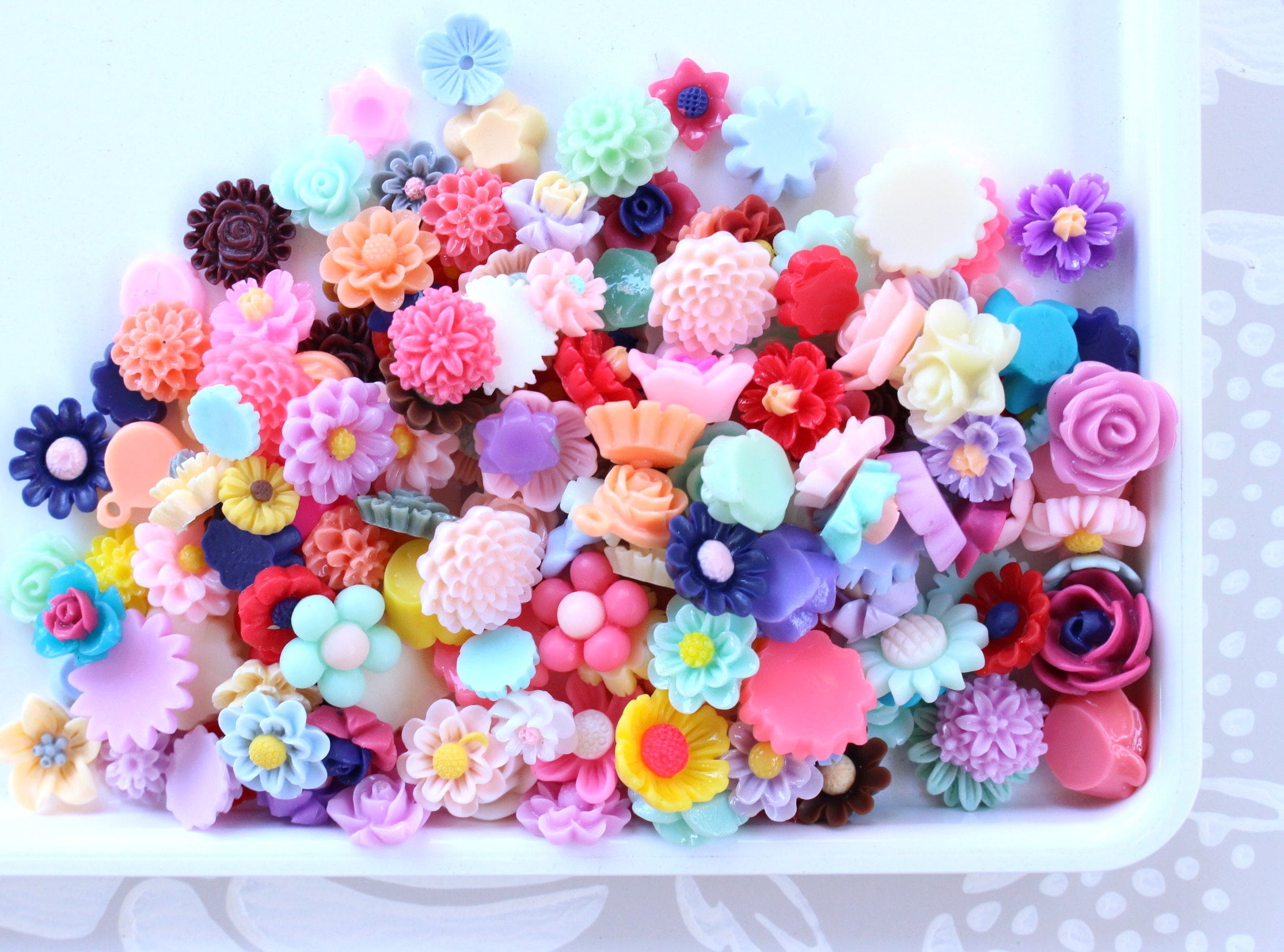 50 Tiny Resin Flower Mix Bag Mix Resin Cabochon Resin | Etsy