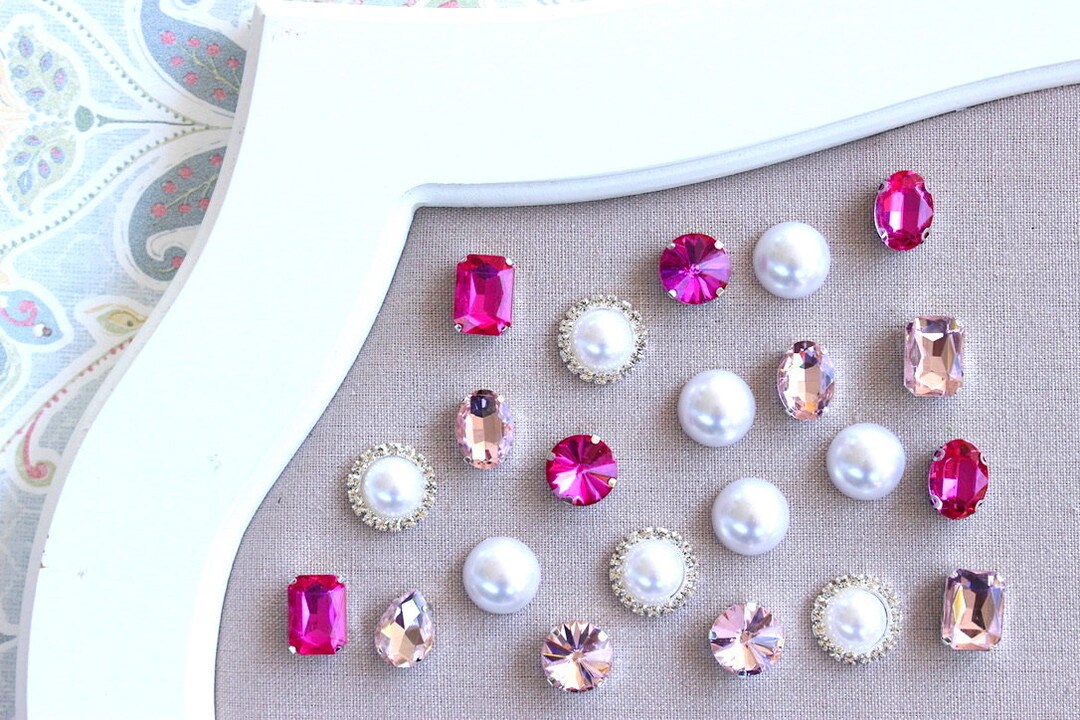 Hot Pink Rhinestone Push Pins, Pink Thumbtacks, Pink Rhinestone Tacks ...