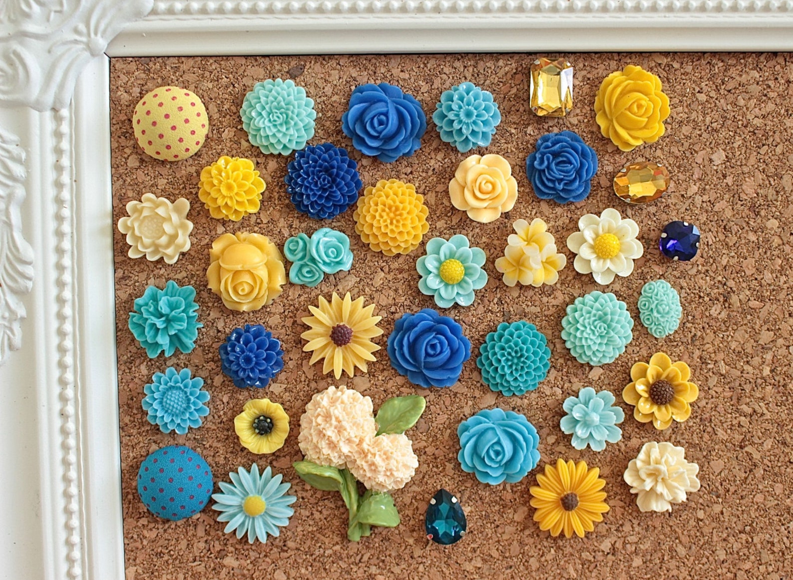 Blue and Yellow Push Pin Set Unique Thumbtacks Modern Tacks - Etsy