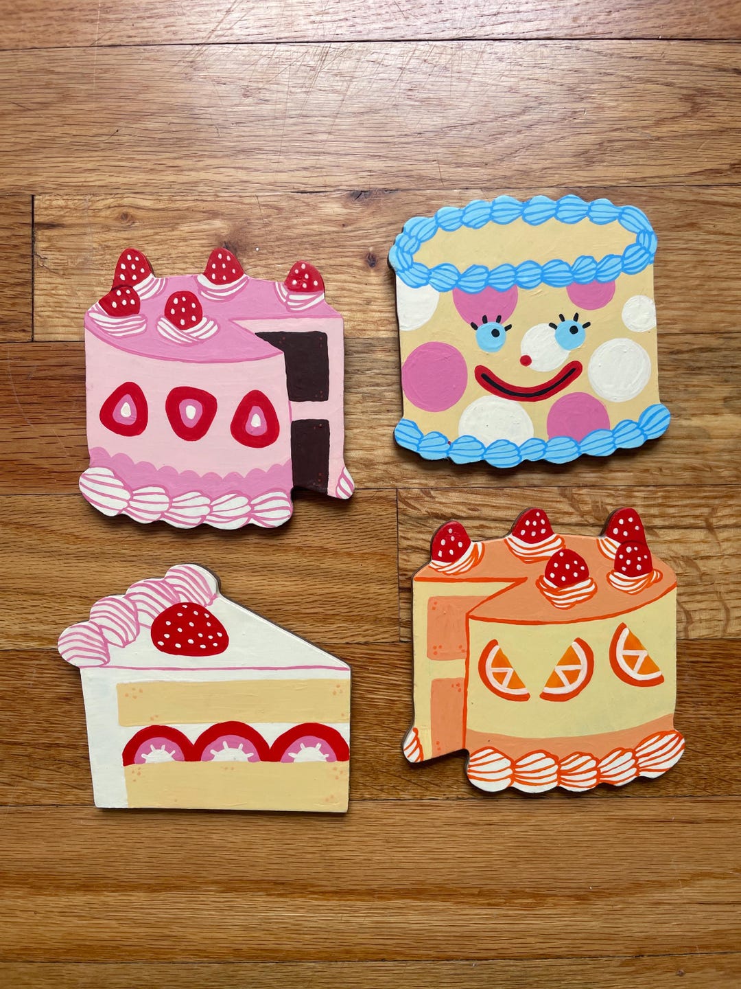 Mini Cake Wooden Hand-painted Wall Art Novelty Hanging Decor - Etsy