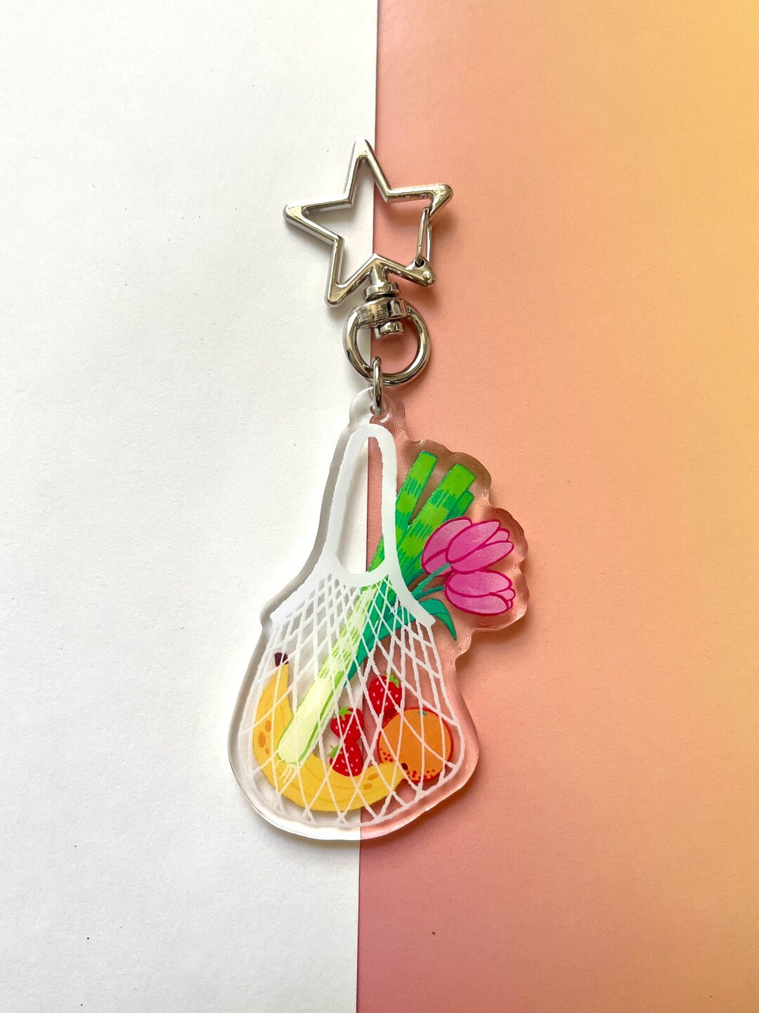 Grocery Shopping Reusable Bag Clear Acrylic Keychain Charm - Etsy