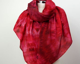 Red silk scarf | Etsy