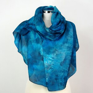 Turquoise Silk Scarf Sea Waves Teal Blue Scarf Women Oversized - Etsy UK