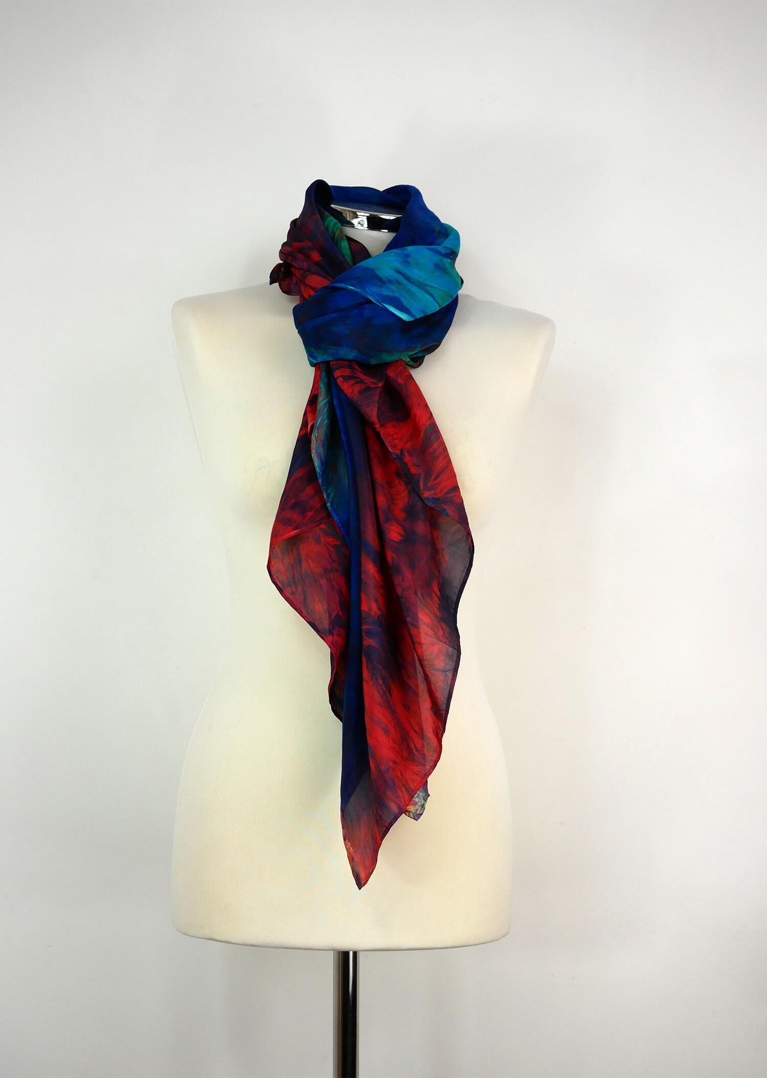 Navy blue silk scarf women Coral Reef Oversized silk scarf | Etsy