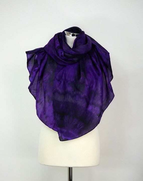 Purple silk scarf women Purple Sky Hand dyed silk scarf | Etsy
