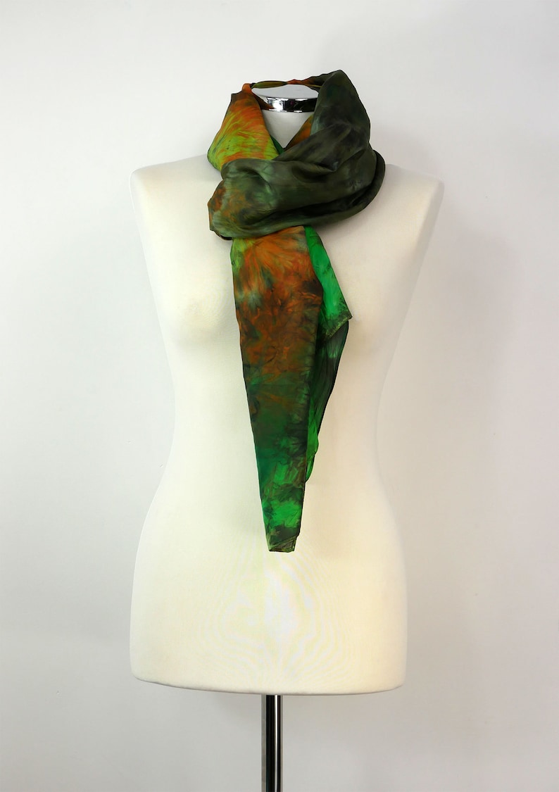 Green silk scarf Enchanted Forest Oversized silk scarf green | Etsy