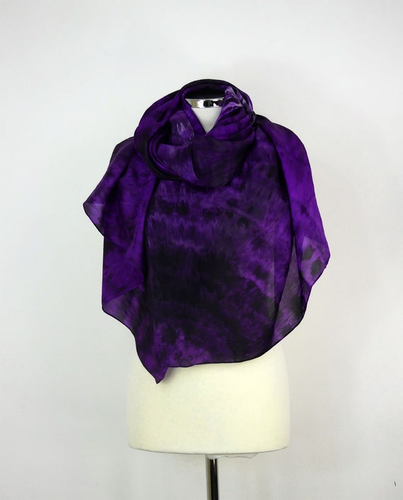 Purple Silk Scarf Women Purple Sky Hand Dyed Silk Scarf - Etsy