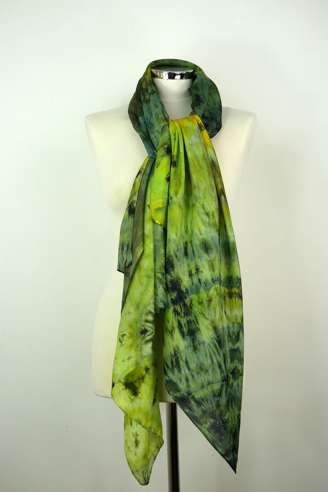 Enchanted Forest Green Silk Scarf Uk Oversized Silk Scarf - Etsy UK