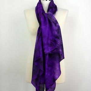 Purple Silk Scarf Women Purple Sky Hand Dyed Silk Scarf Oversized Black ...