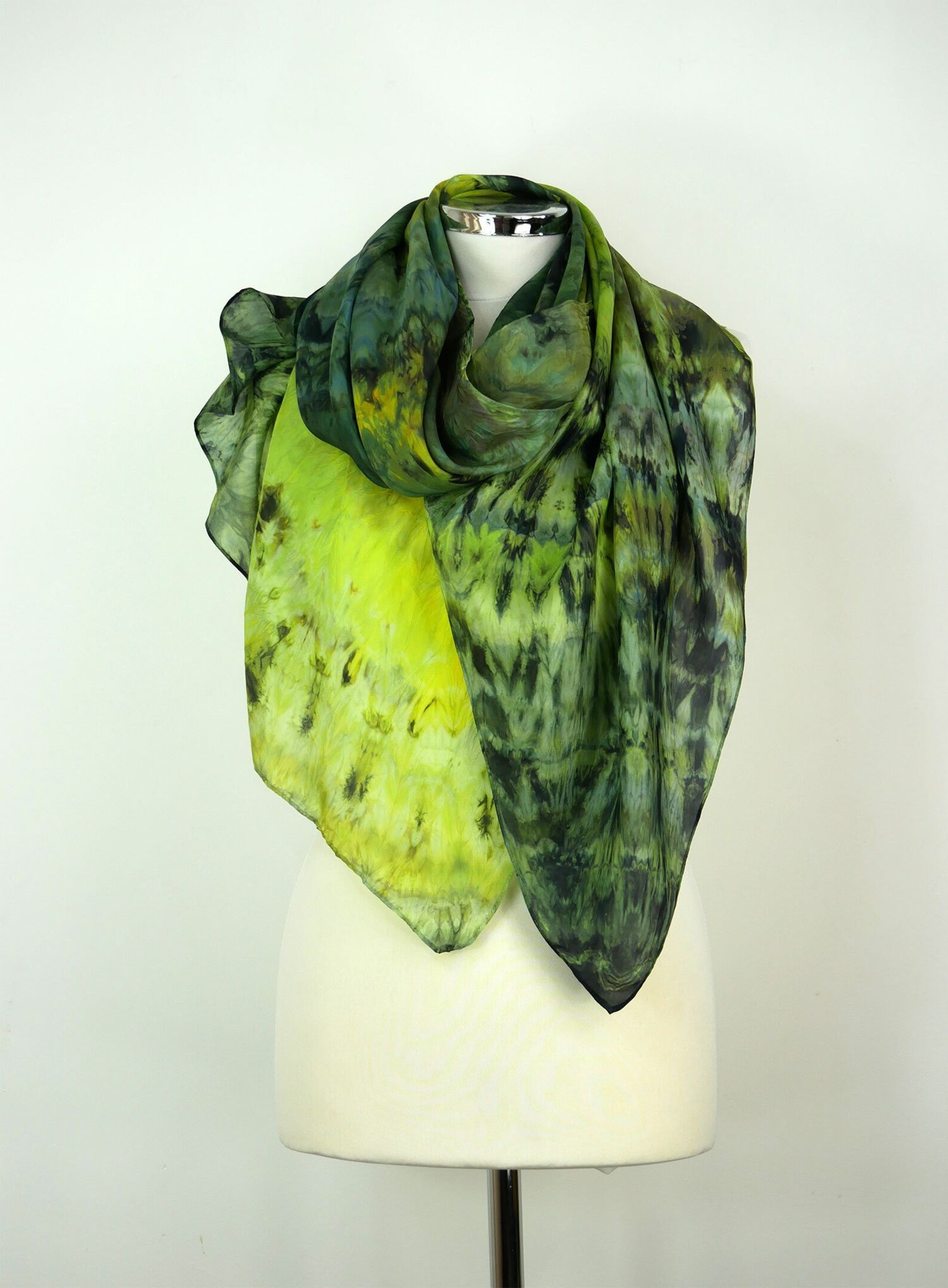 Enchanted Forest Green Silk Scarf Uk Oversized Silk Scarf - Etsy UK