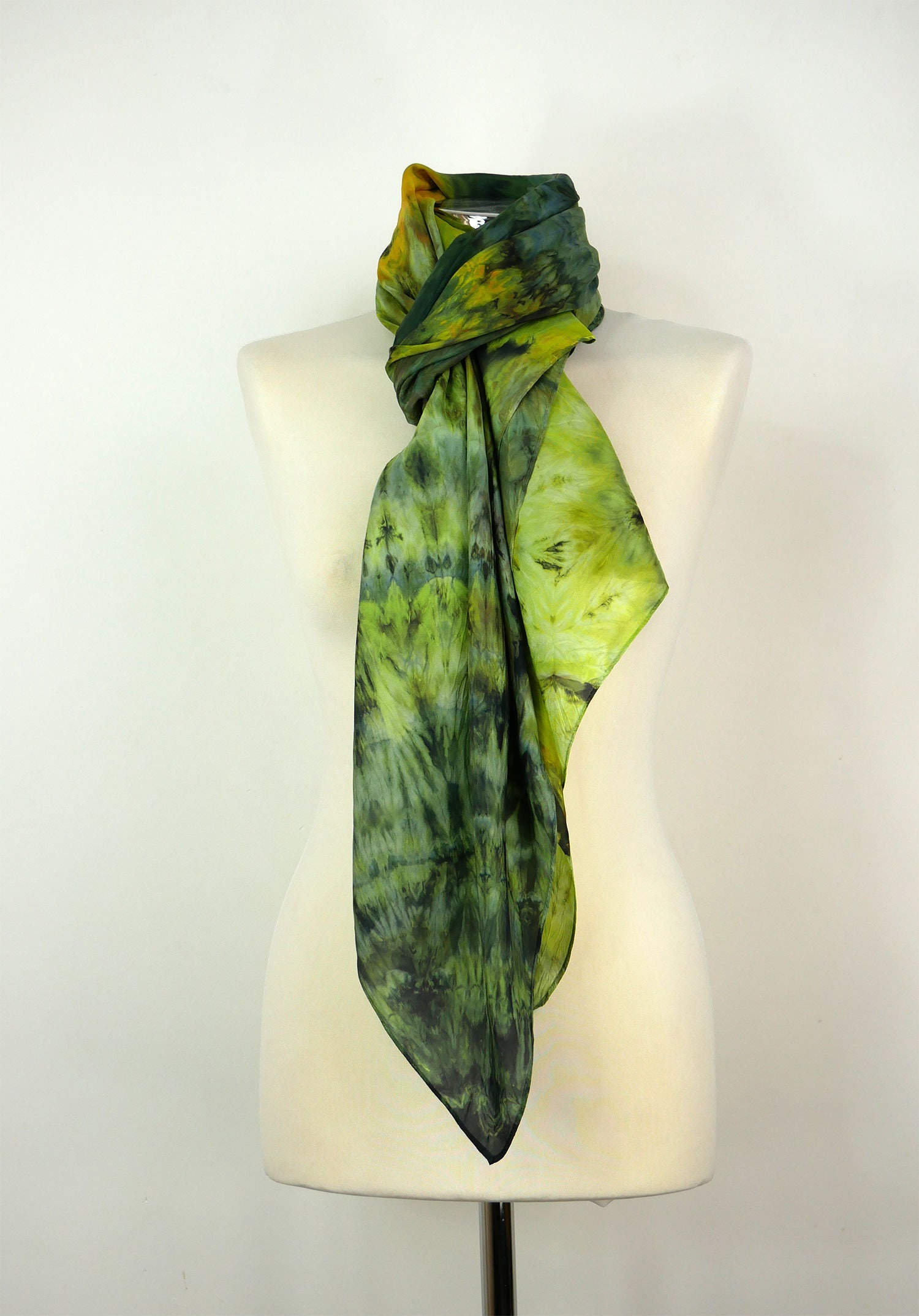 Enchanted Forest Green Silk Scarf Uk Oversized Silk Scarf - Etsy UK