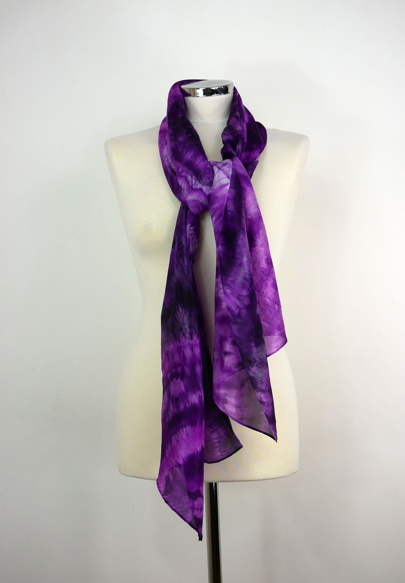 Purple Silk Scarf Women Purple Sky Hand Dyed Silk Scarf Oblong Black ...