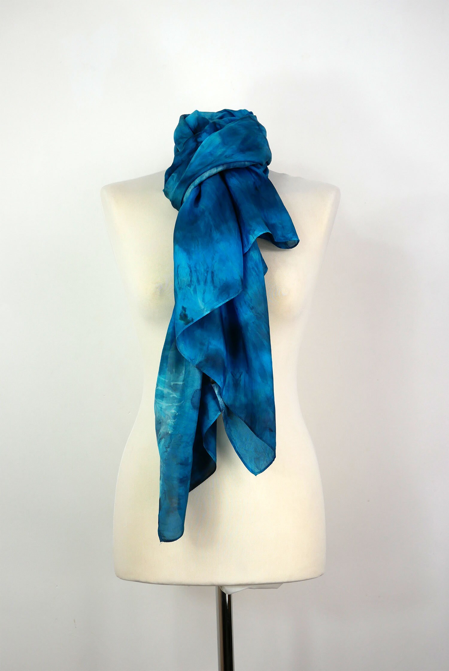 Turquoise Silk Scarf Sea Waves Teal Blue Scarf Women Oversized - Etsy UK