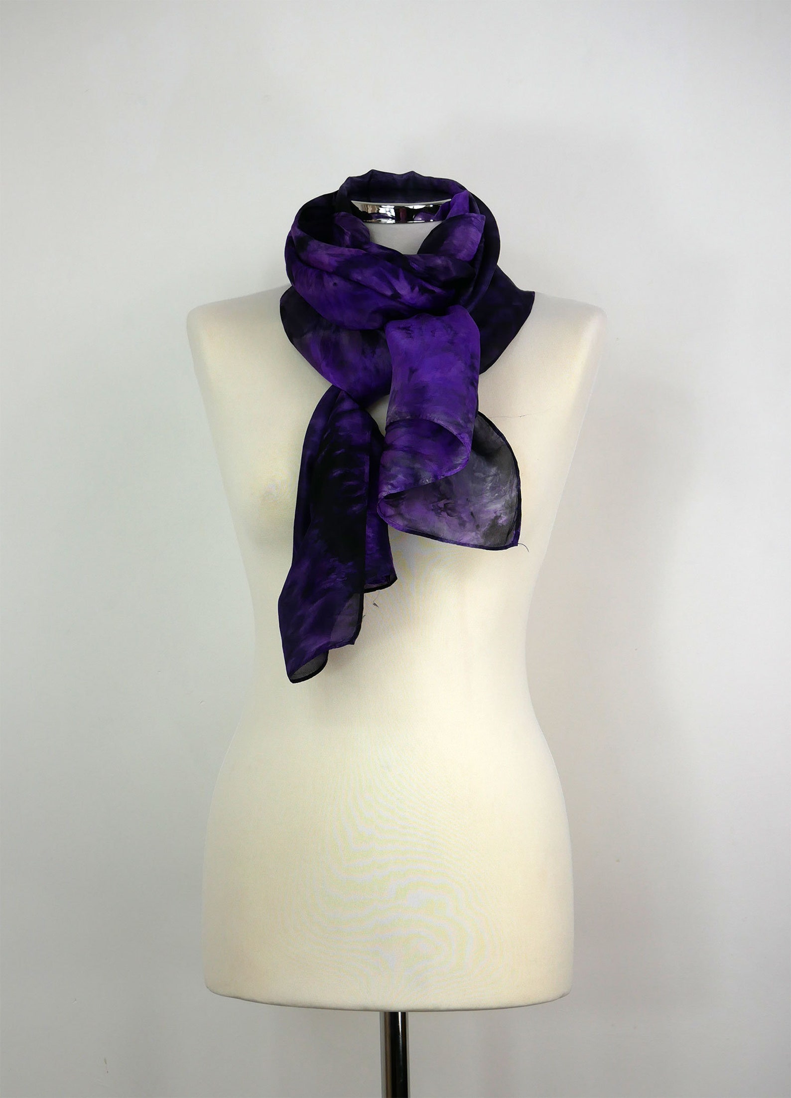 Purple silk scarf women Purple Sky Hand dyed silk scarf oblong | Etsy