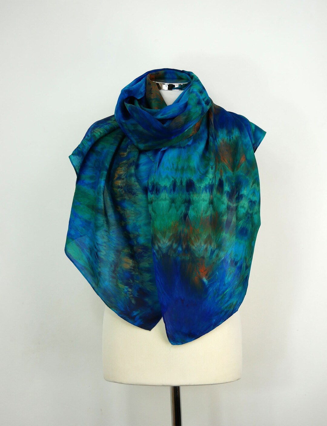 Blue Silk Scarf Uk Ocean Escape Silk Scarf Hand Dyed Shibori Scarf ...