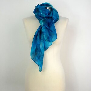 Teal Blue Silk Scarf Sea Waves Blue Hand Dyed Scarf Blue Teal Shibori ...