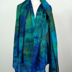 Blue Green Silk Scarf Ocean Escape Large Blue Shawl Blue Silk - Etsy UK