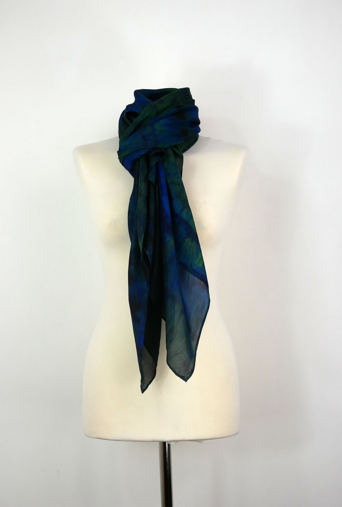 Green Blue Silk Scarf Uk Jungle Oversized Silk Scarf Hand Dyed | Etsy