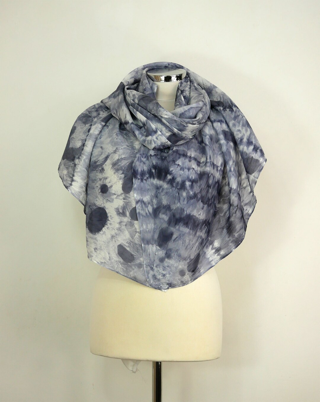 Grey Silk Scarf Silver Fox Oversized Silk Scarf Women Handmade Silk ...