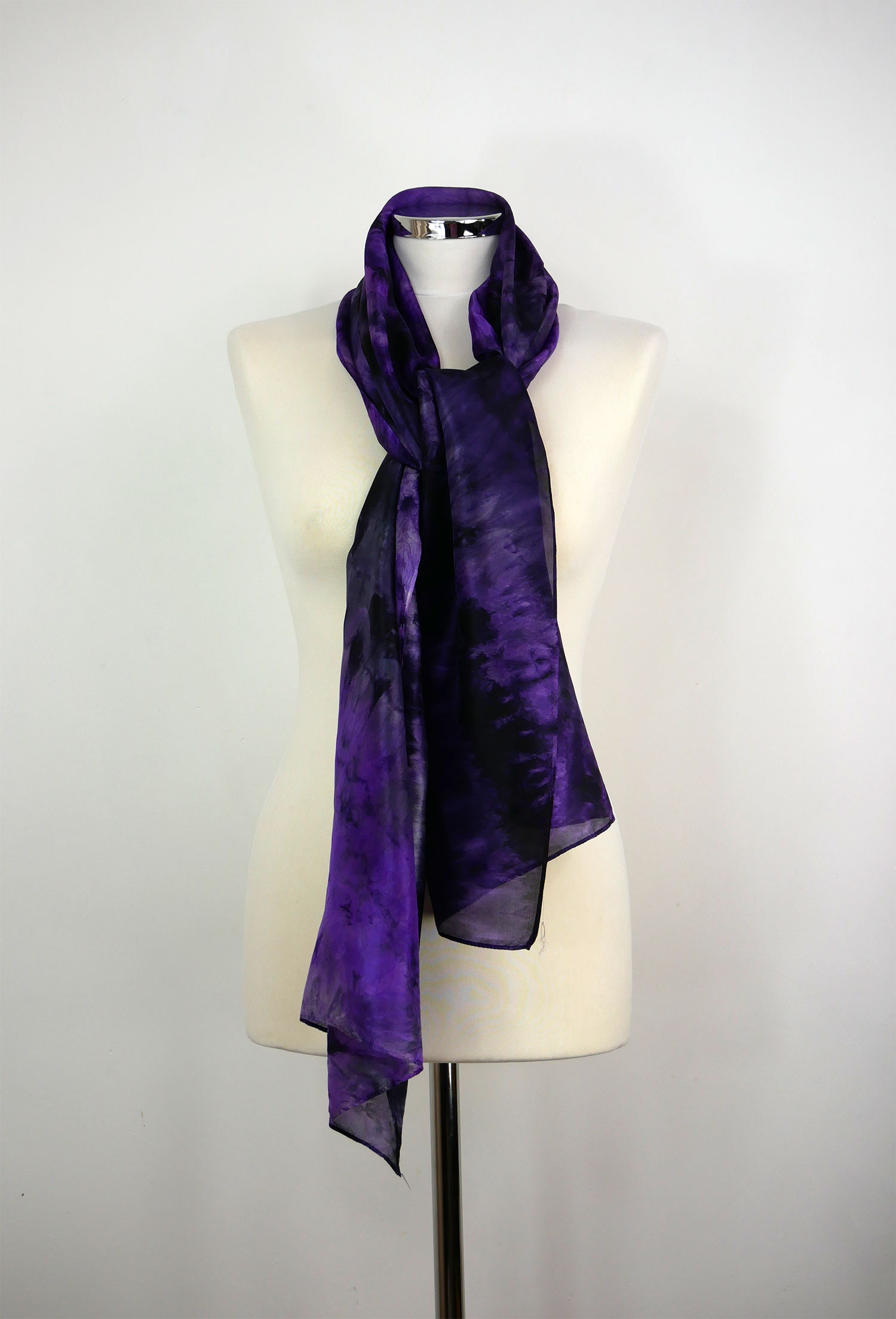 Purple silk scarf women Purple Sky Hand dyed silk scarf oblong | Etsy