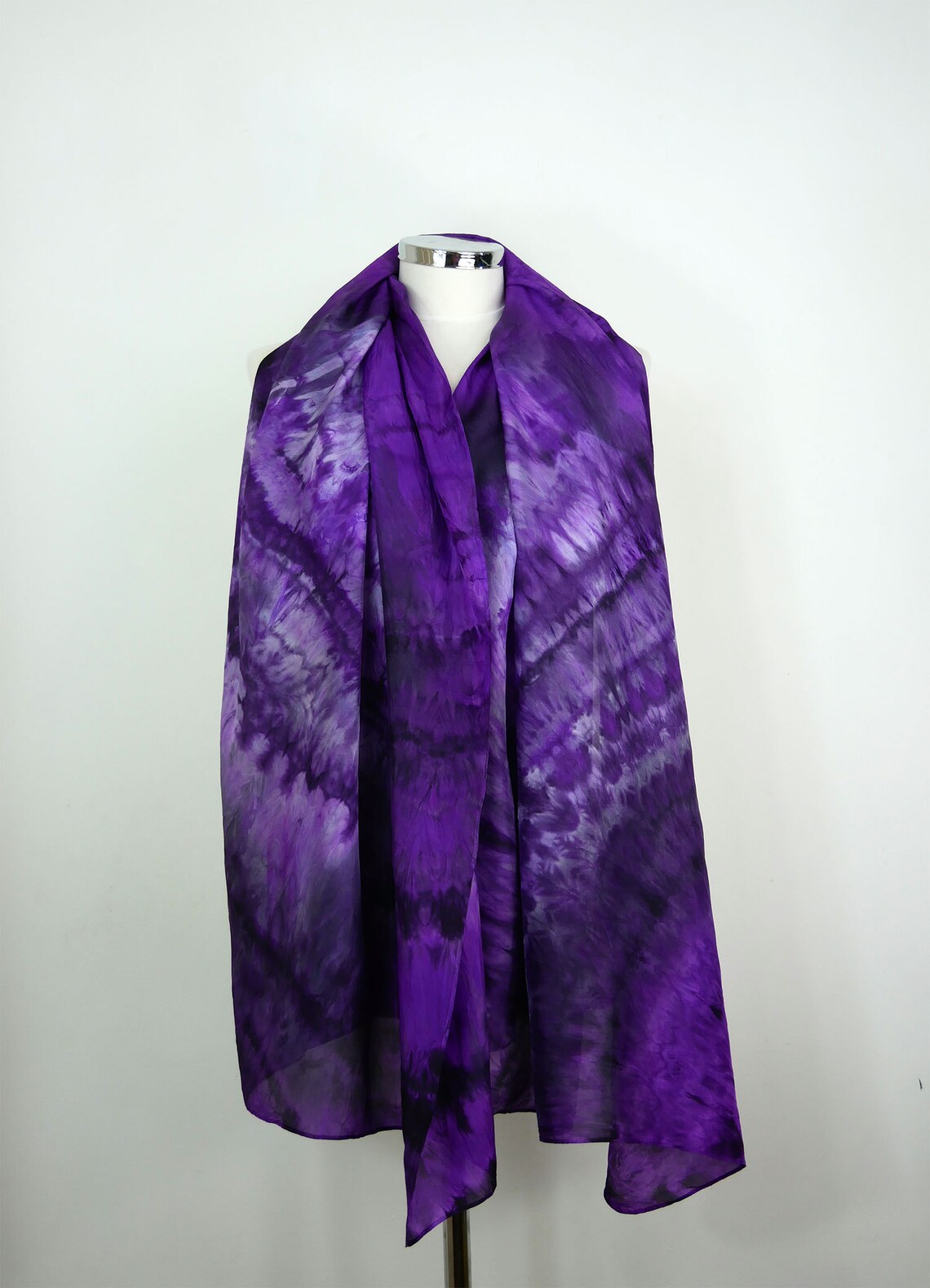 Purple Silk Scarf Women Purple Sky Hand Dyed Silk Scarf Oversized Black ...