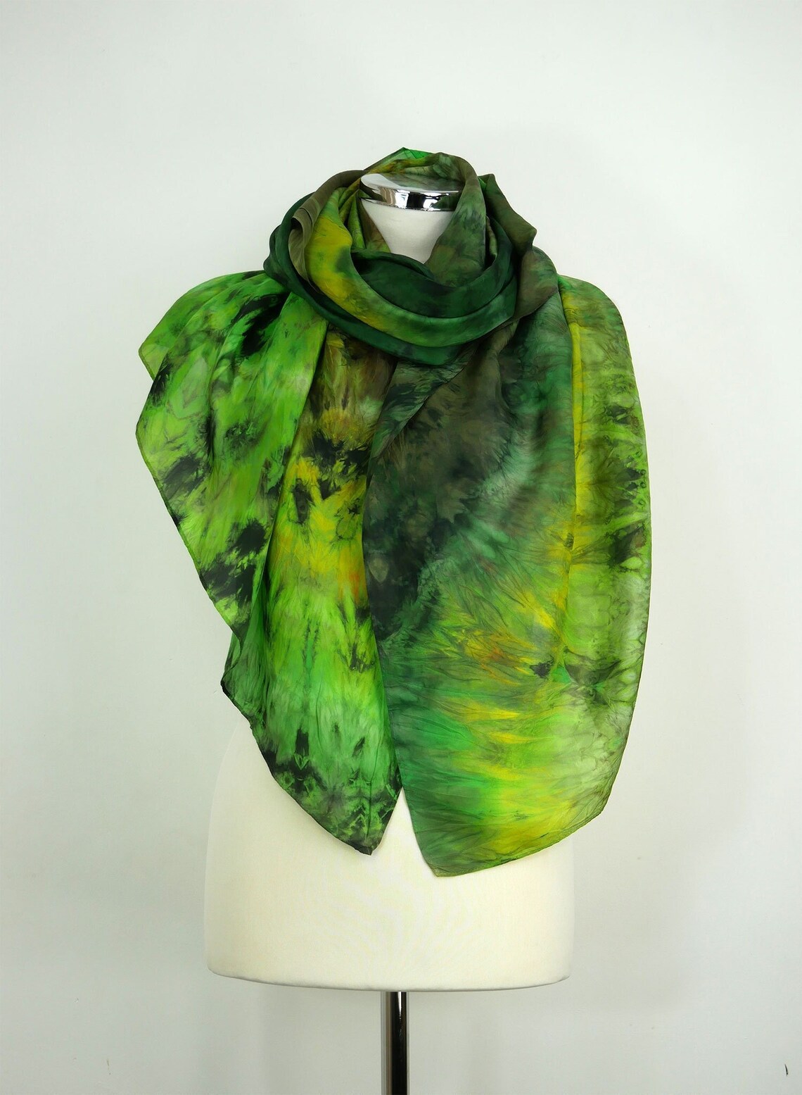 Green Silk Scarf Enchanted Forest Oversized Silk Scarf Green - Etsy UK