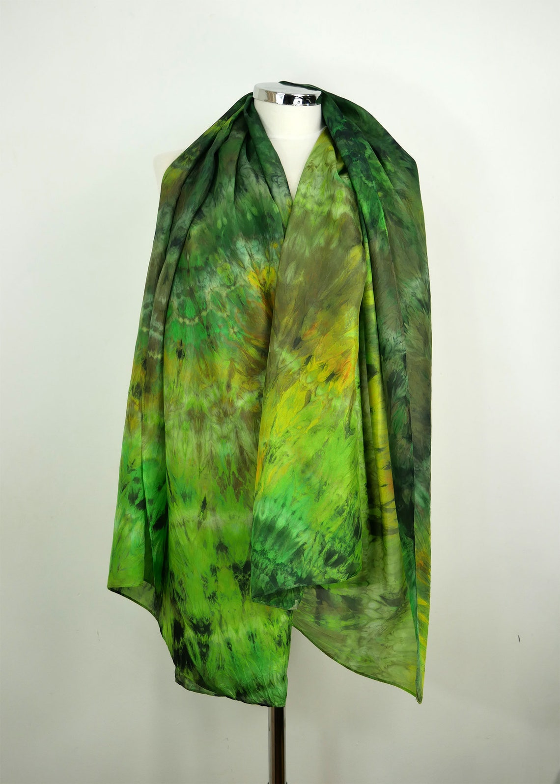 Green Silk Scarf Enchanted Forest Oversized Silk Scarf Green - Etsy UK