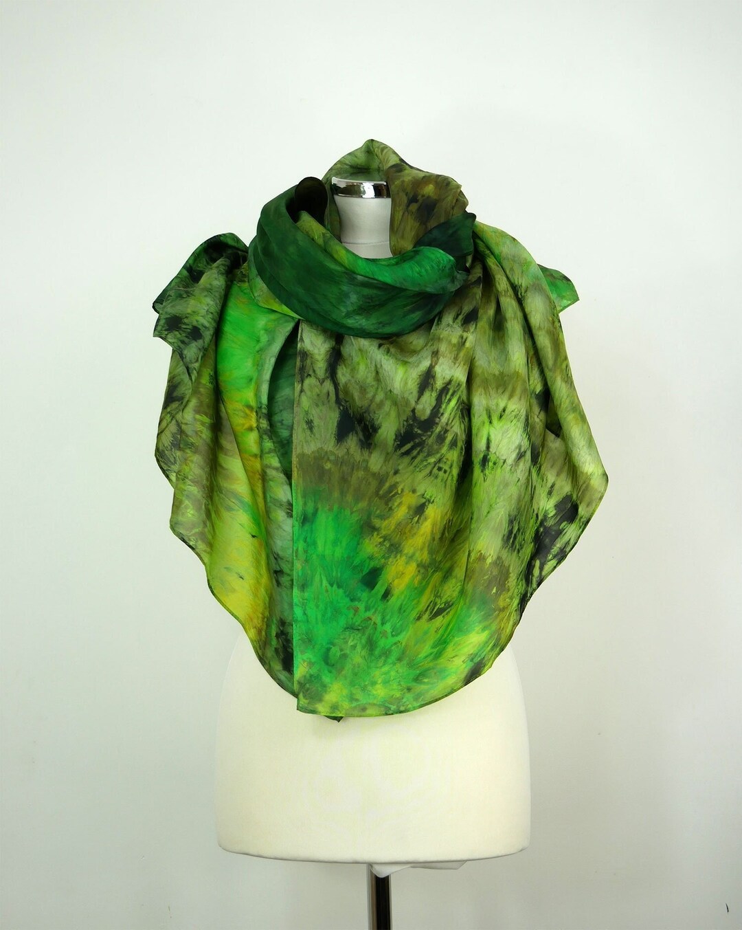 Green Silk Scarf Enchanted Forest Oversized Silk Scarf Green - Etsy