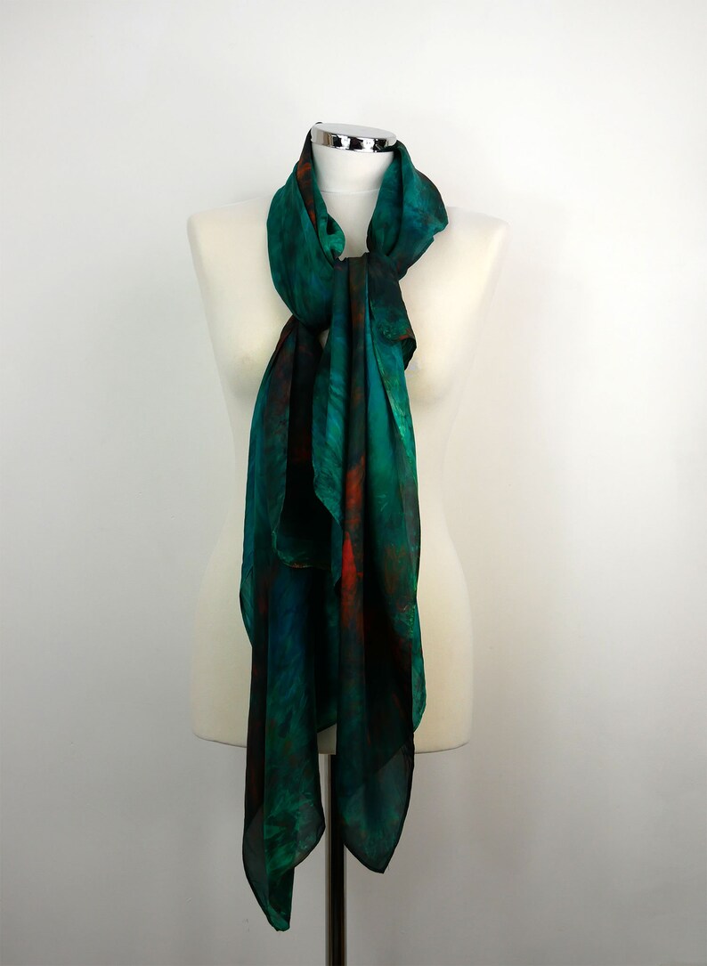 Emerald Maze Oversized green silk scarf uk Hand dyed handmade | Etsy