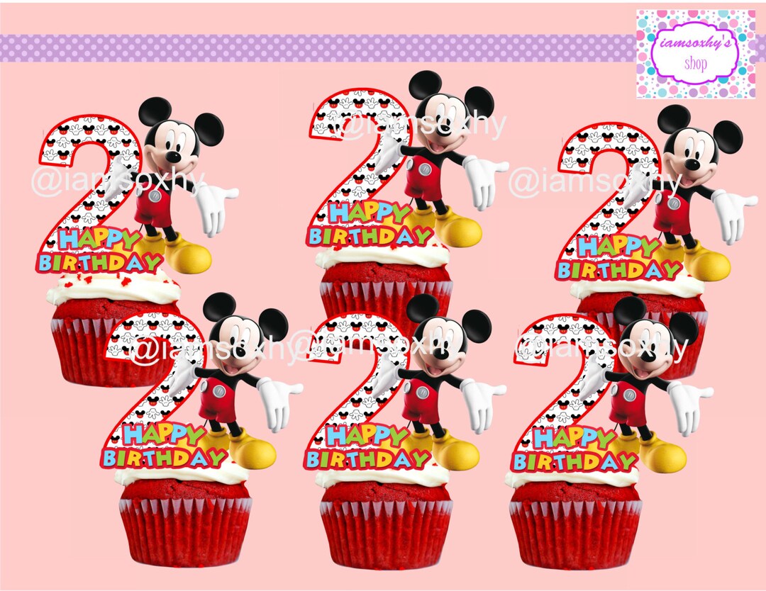 Digital/printable Mickey Mouse 2 Cupcake Toppers - Etsy