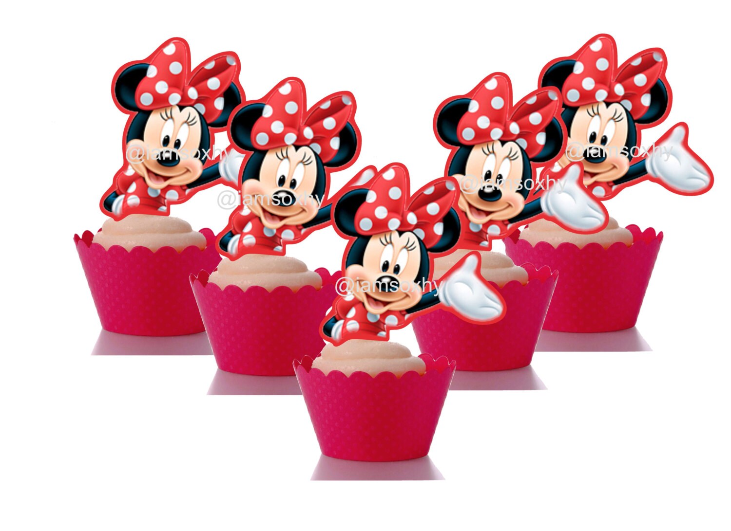DIGITAL FILE/PRINTABLE Red Minnie Mouse Cupcake Toppers - Etsy