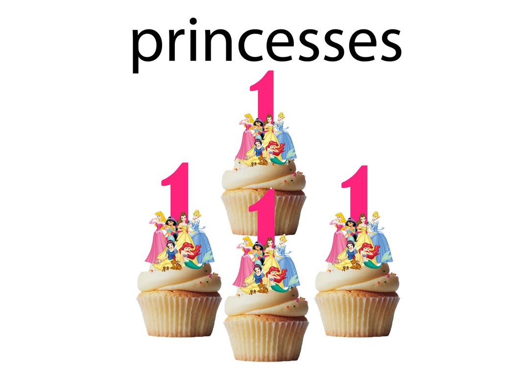 PRINTABLE/DIGITAL 1st Birthday Princesses Cupcake Toppers, Cakepop ...