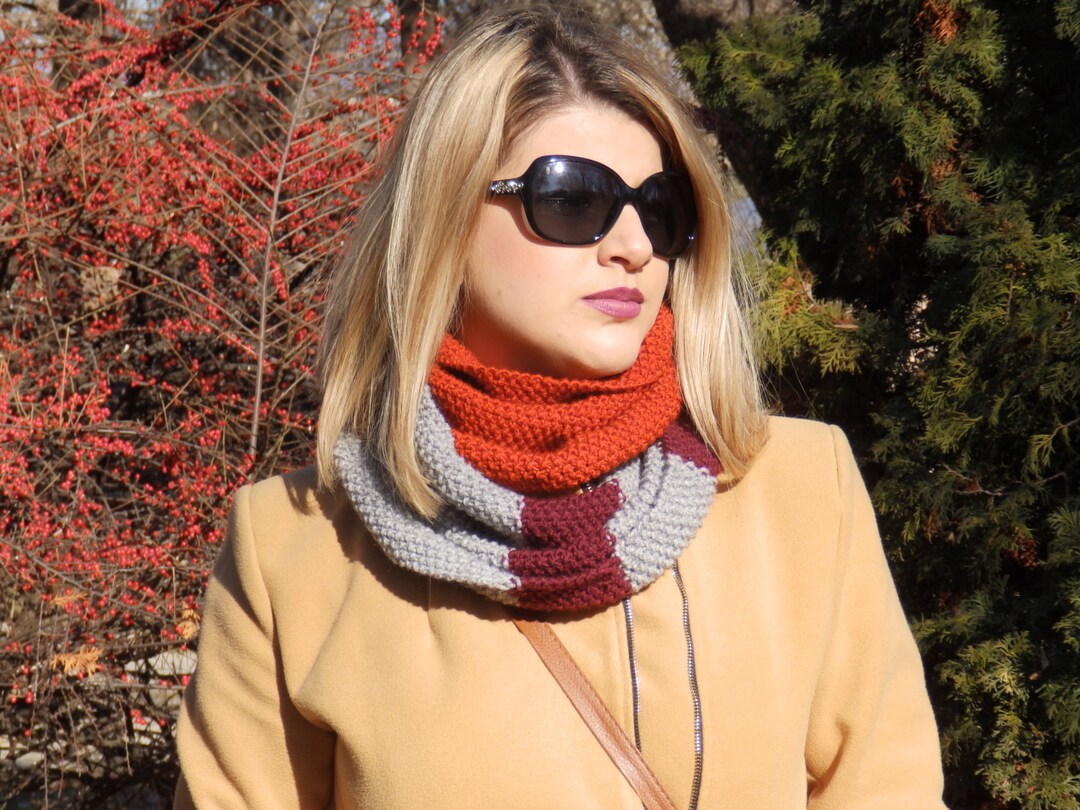 Knitting Pattern PDF, Crazy Color Blocks Infinity Scarf, Oversized Cowl ...