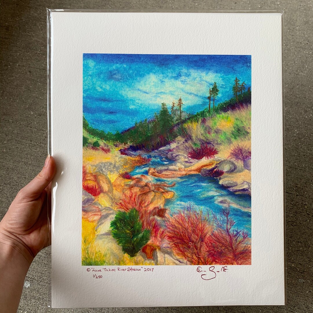 Art Print of My Pastel Drawing of Lake Tahoe River Stream | Giclée ...